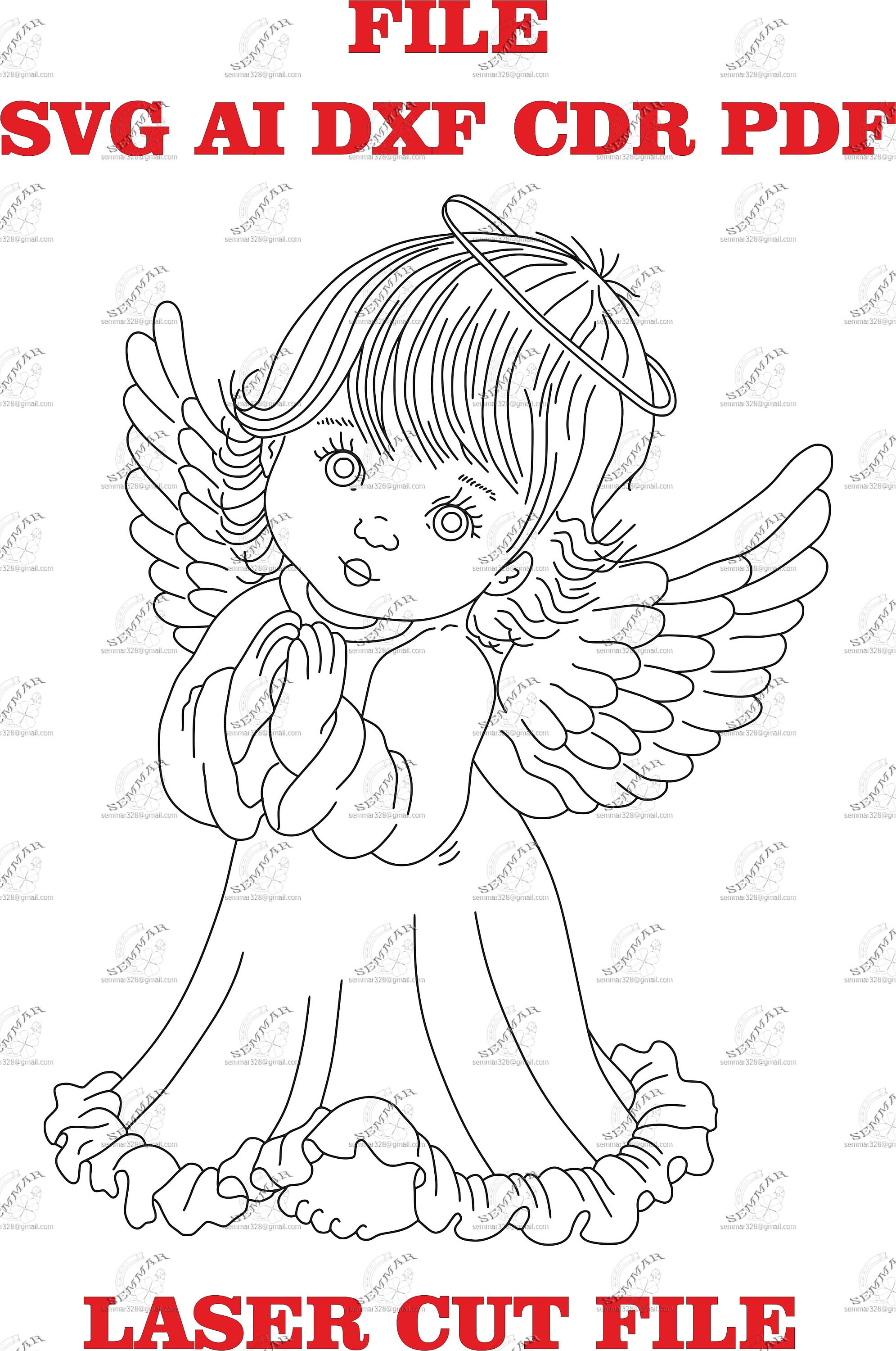 Angel Digital File. File for CNC, Plotter, Laser, Textile Printer. Pdf ...