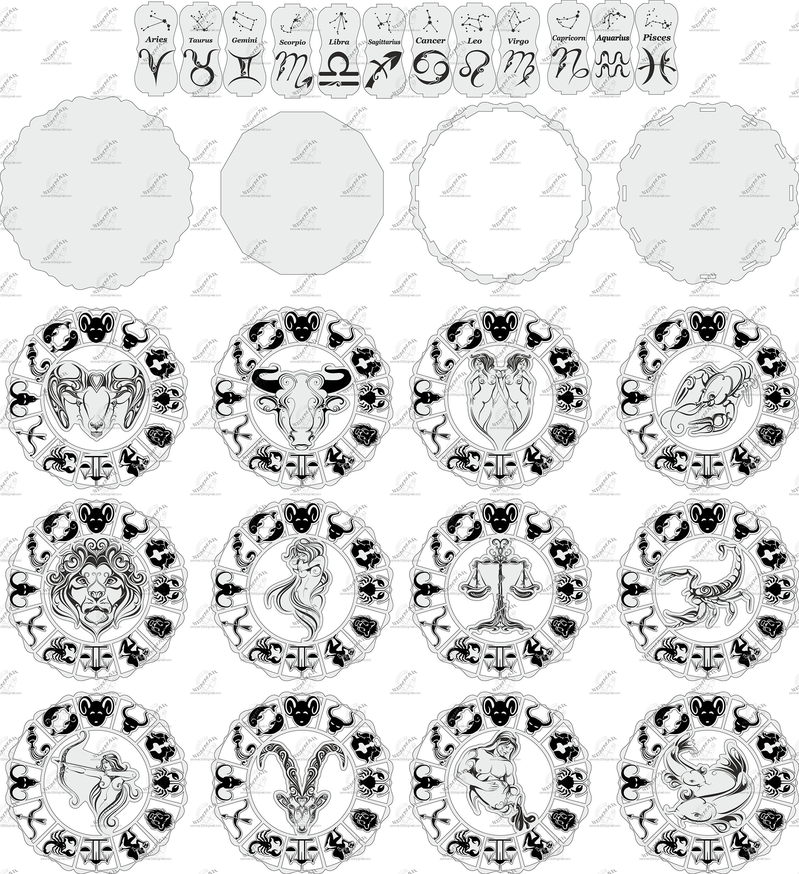 Zodiac Box Svg. Project Boxes for All Zodiac Signs. File for Laser ...