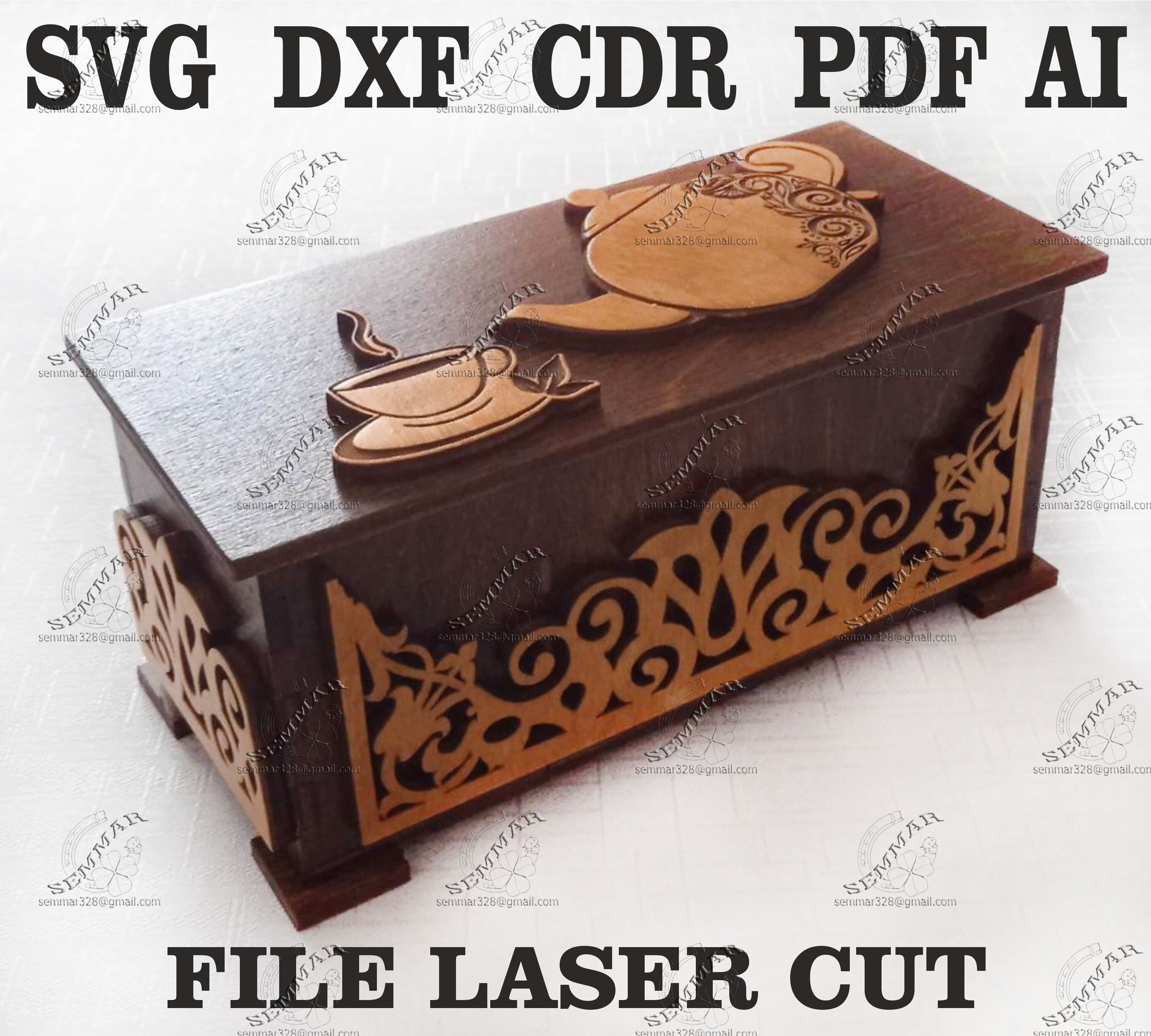Tea Box Svg. Laser Cut File. Material - 3mm and 4mm. Digital File for ...