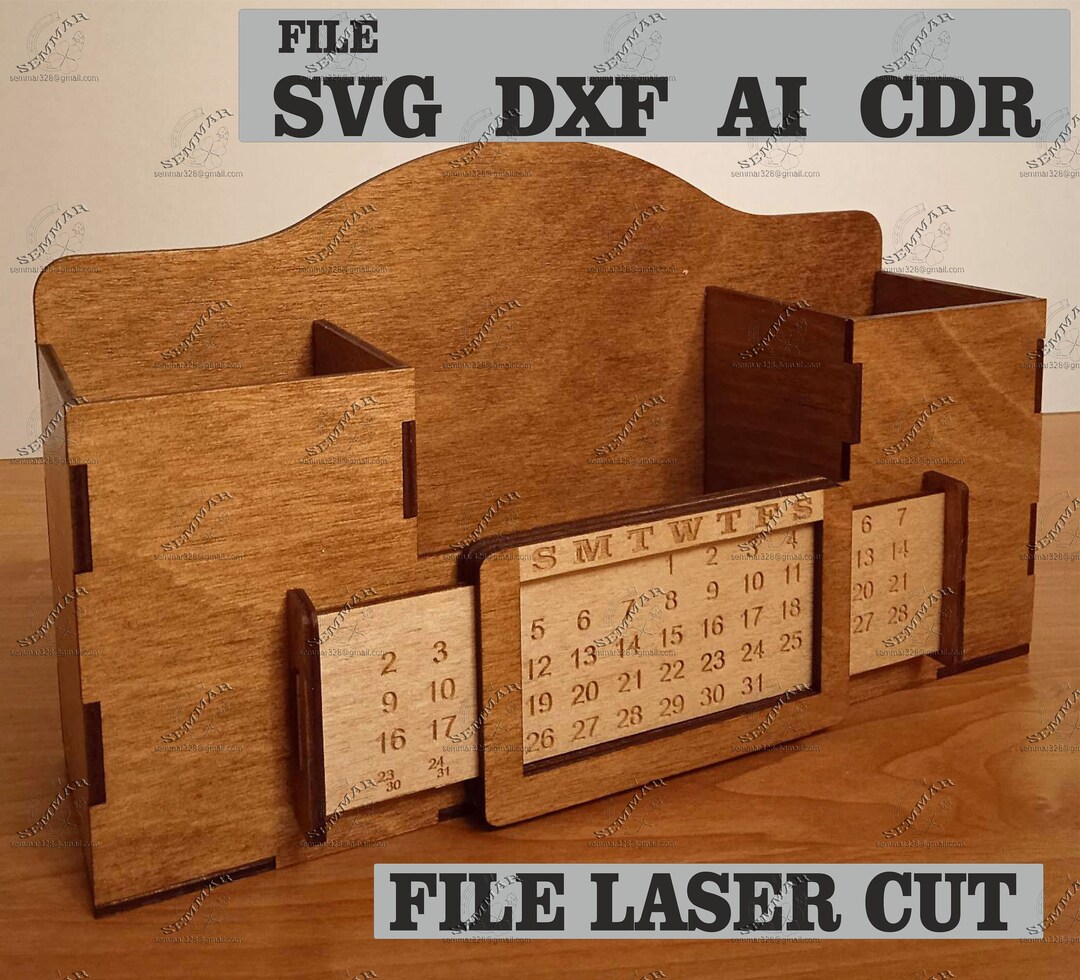 Box Project for Laser Cutting. Digital File. Desktop Organizer Laser ...