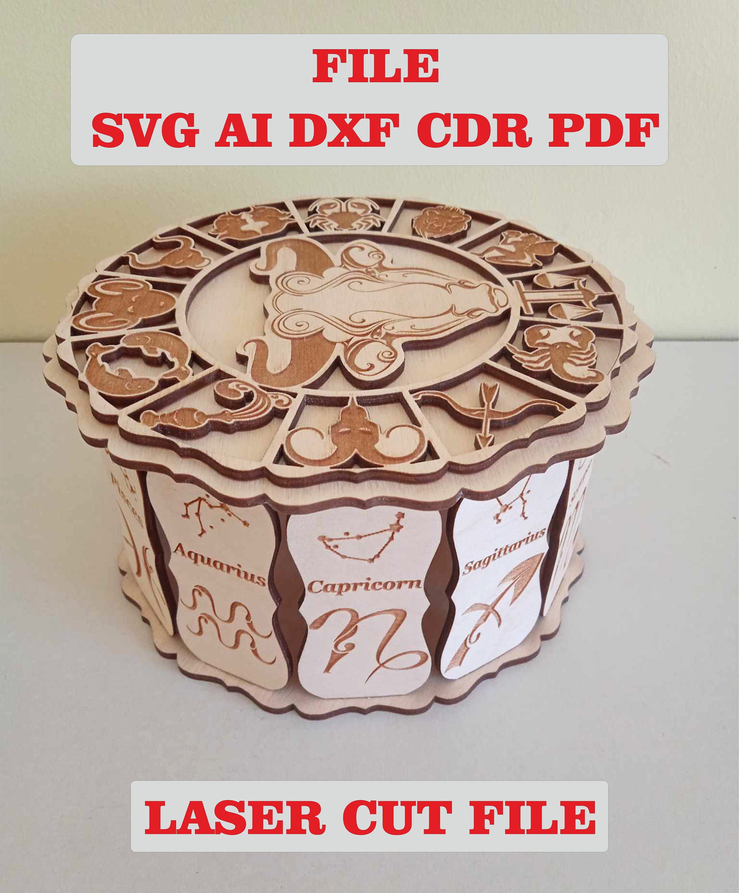 Zodiac Box Svg. Project Boxes for All Zodiac Signs. File for Laser ...