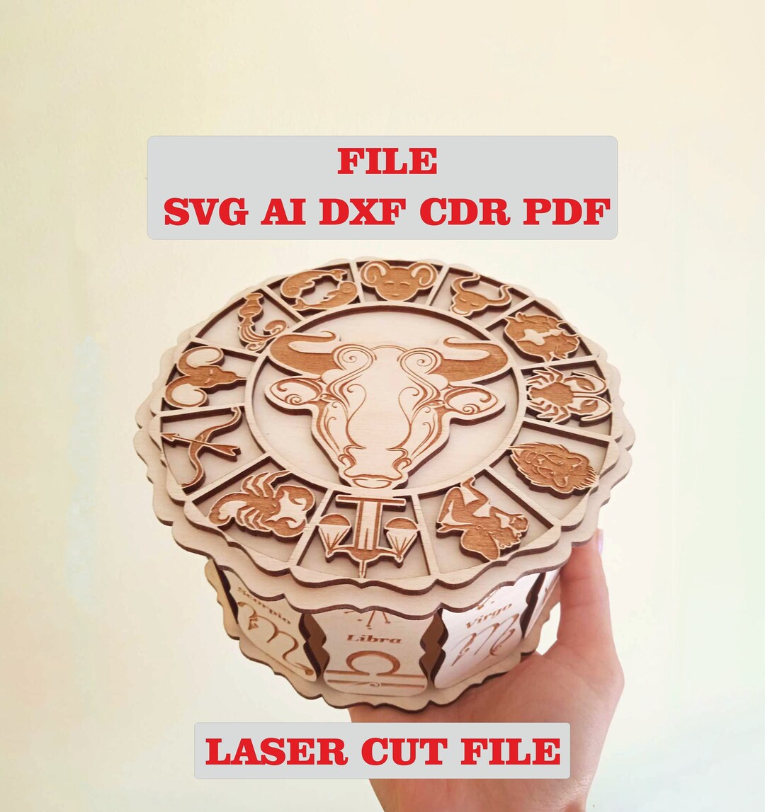 Zodiac Box Svg. Project Boxes for All Zodiac Signs. File for Laser ...