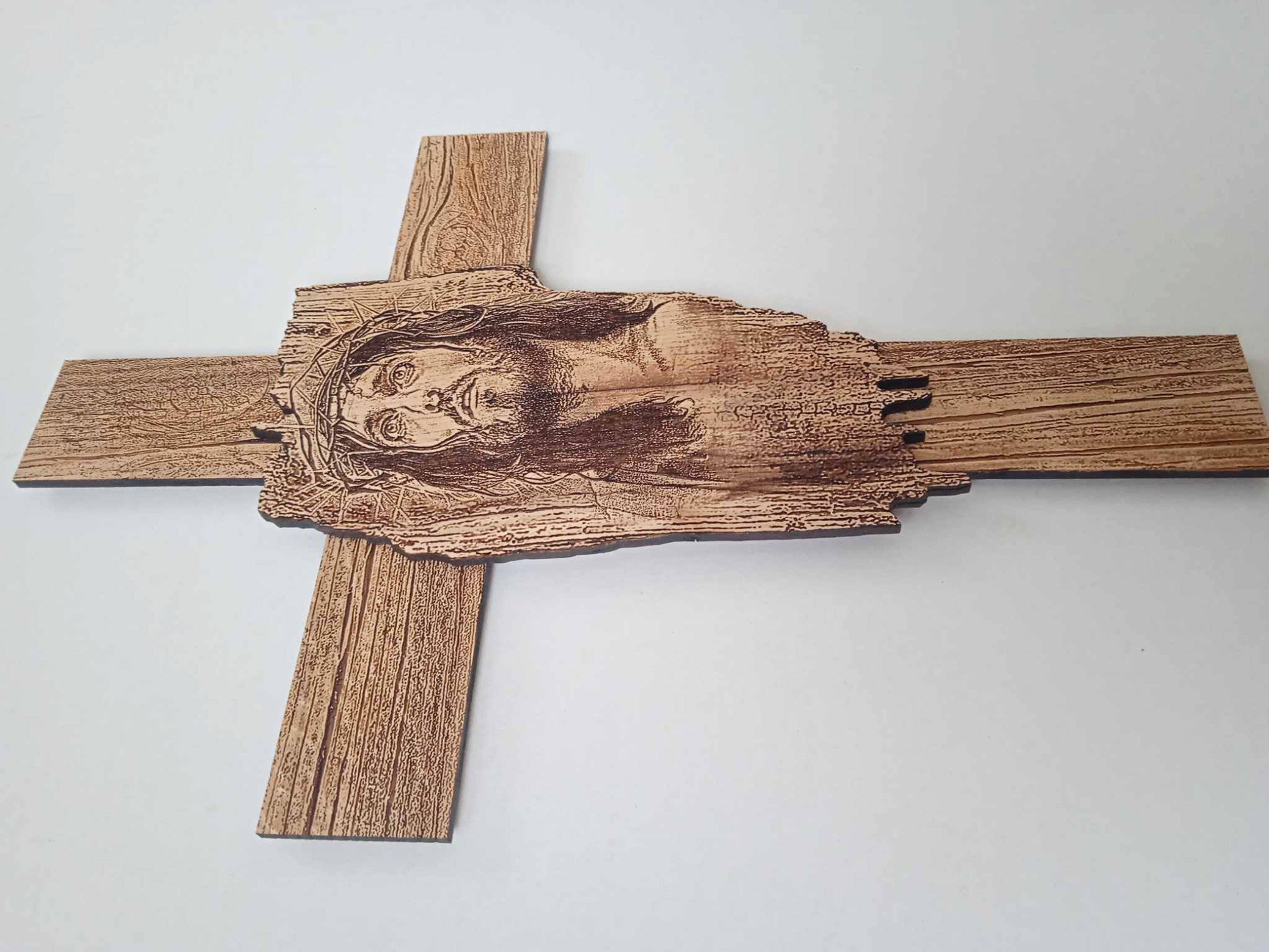 Large Wall Cross With Jesus. Wood Wall Decor. Wooden Wall Cross ...