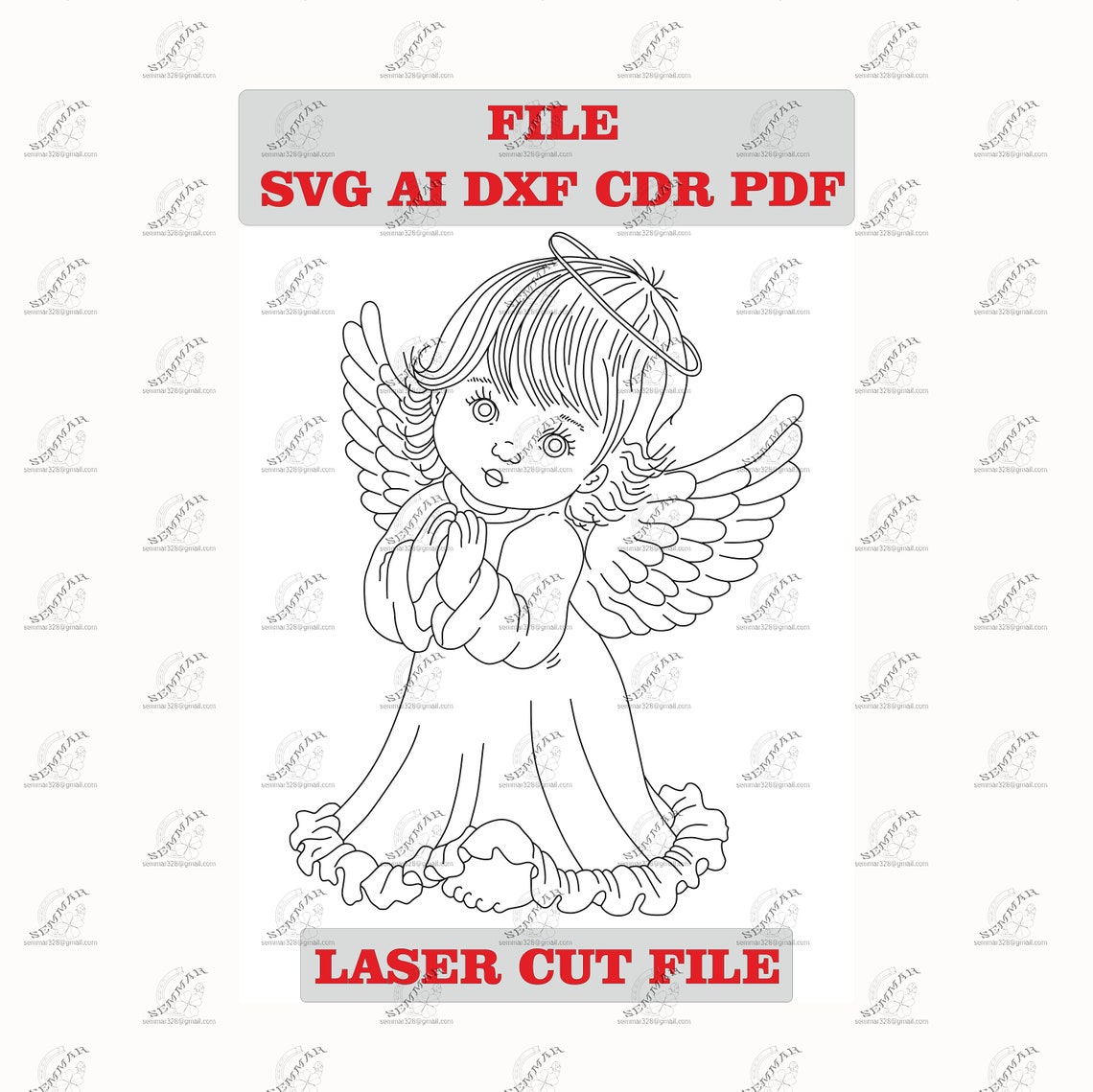 Angel Digital File. File for CNC, Plotter, Laser, Textile Printer. Pdf ...