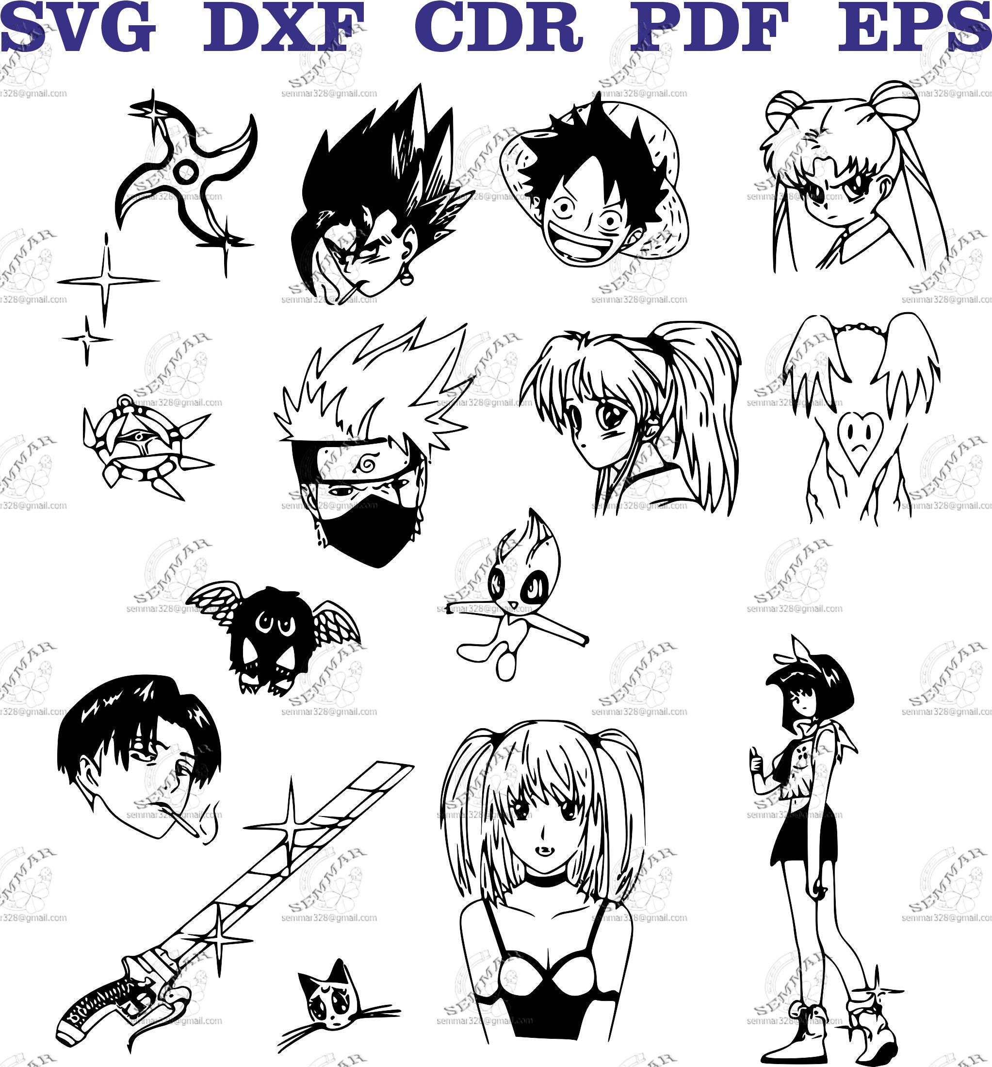 Vector Drawing Anime Cartoon Digital File for CNC Plotter - Etsy Canada