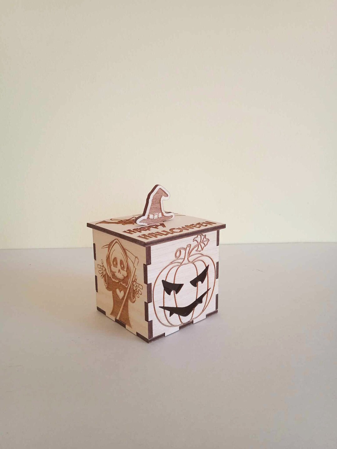 Handmade Pine Halloween Box, Engraved Pumpkin Decor - Etsy