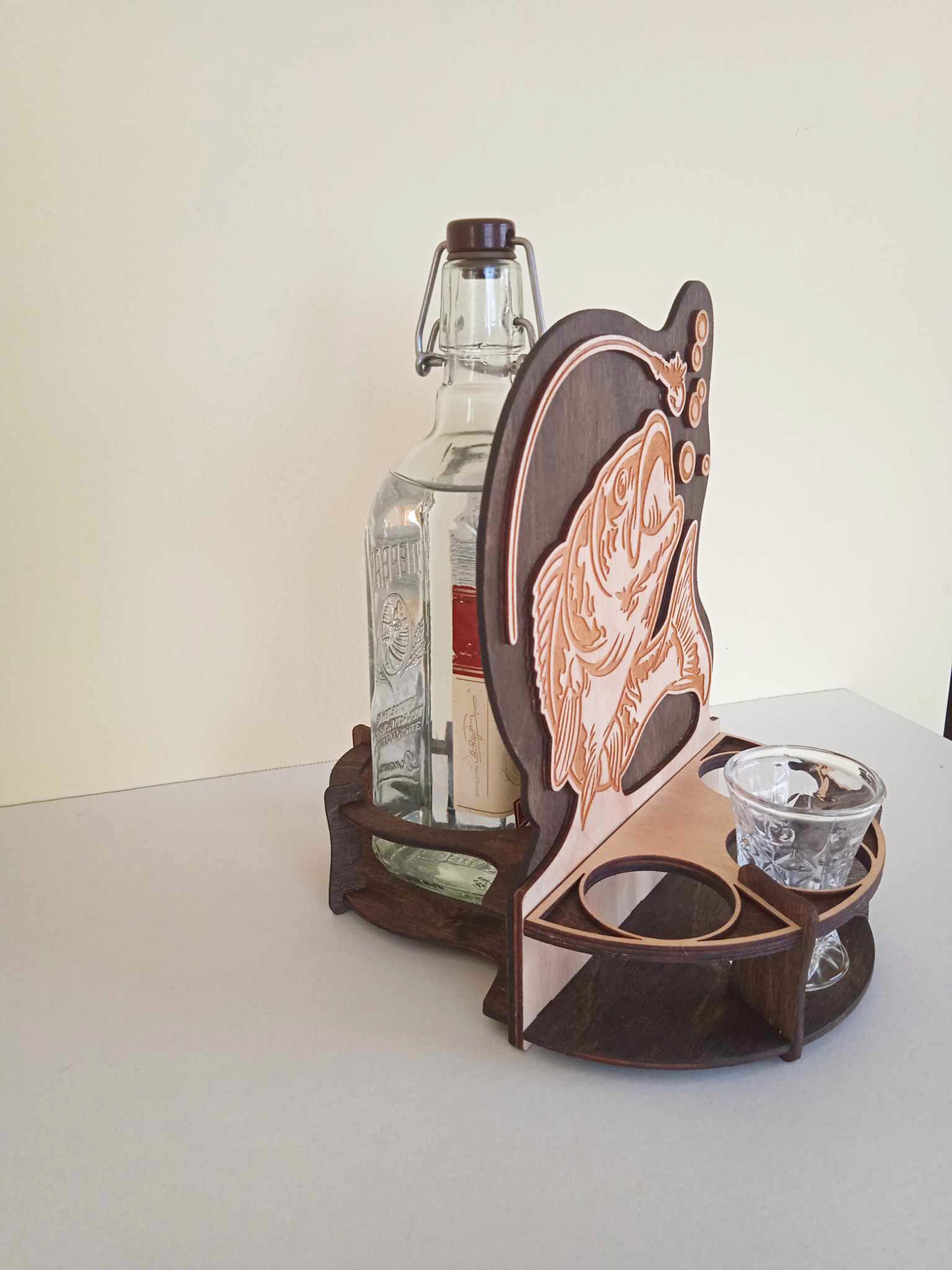 Wooden Wine Stand. Stand for Alcoholic Drinks and Glasses. Home Bar ...