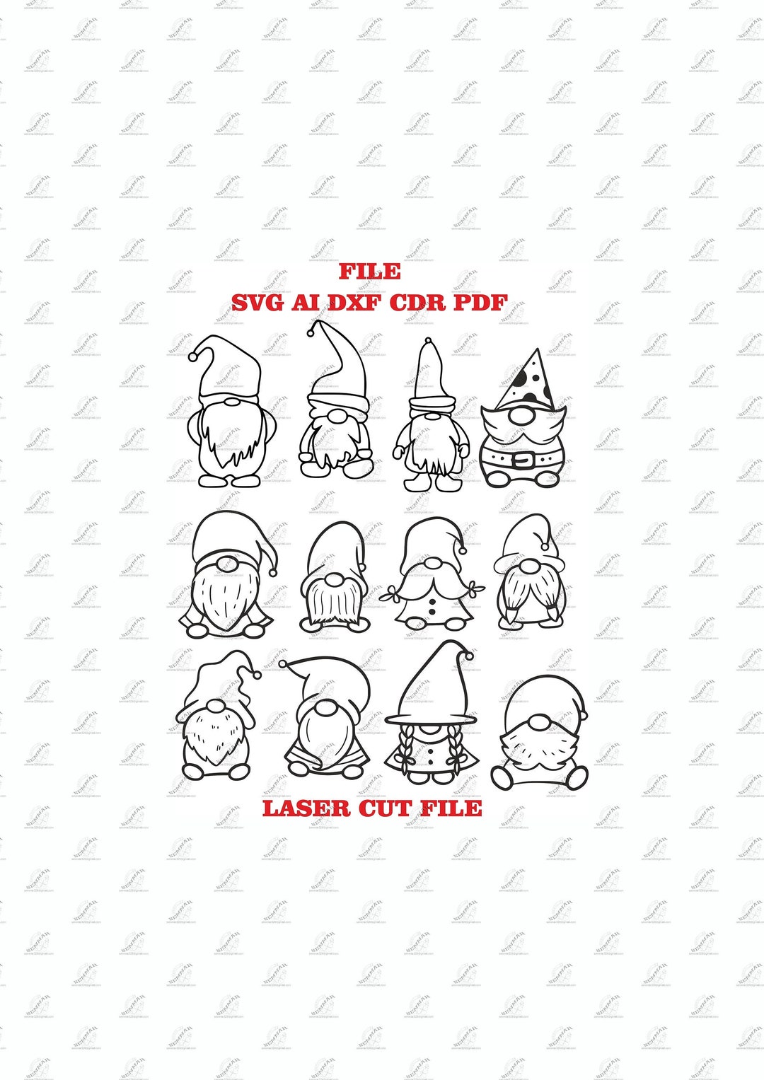 Gnomes Vector File. Digital File. File for CNC, Plotter, Cricut, Laser ...