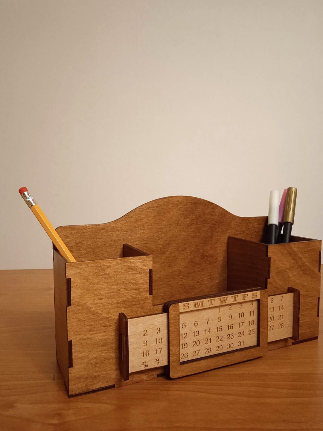 Personalized Desk Organizer. Multi-functional Wooden Organizer ...