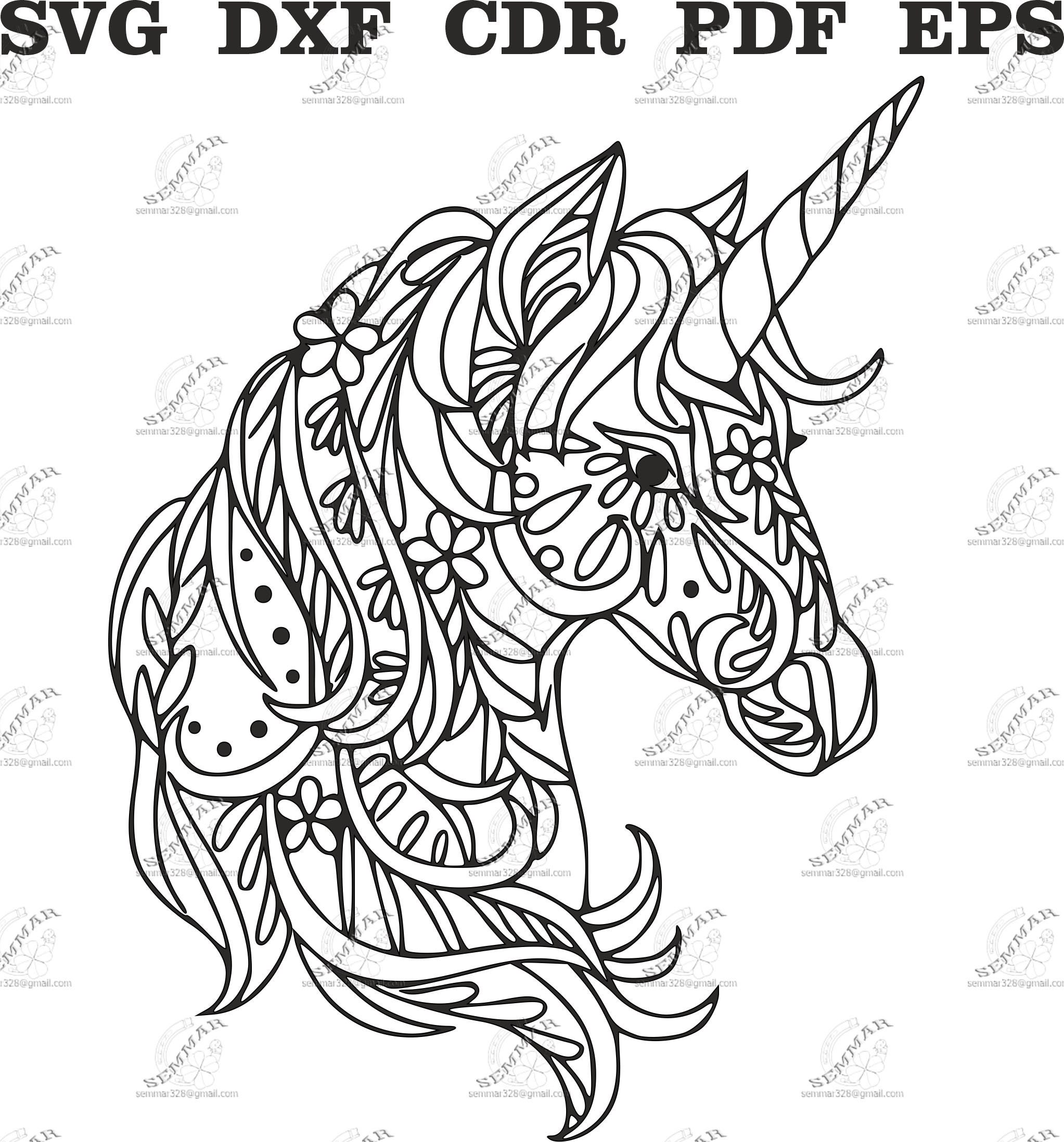 Unicorn Digital File. File for CNC, Plotter, Laser, Textile Printer ...