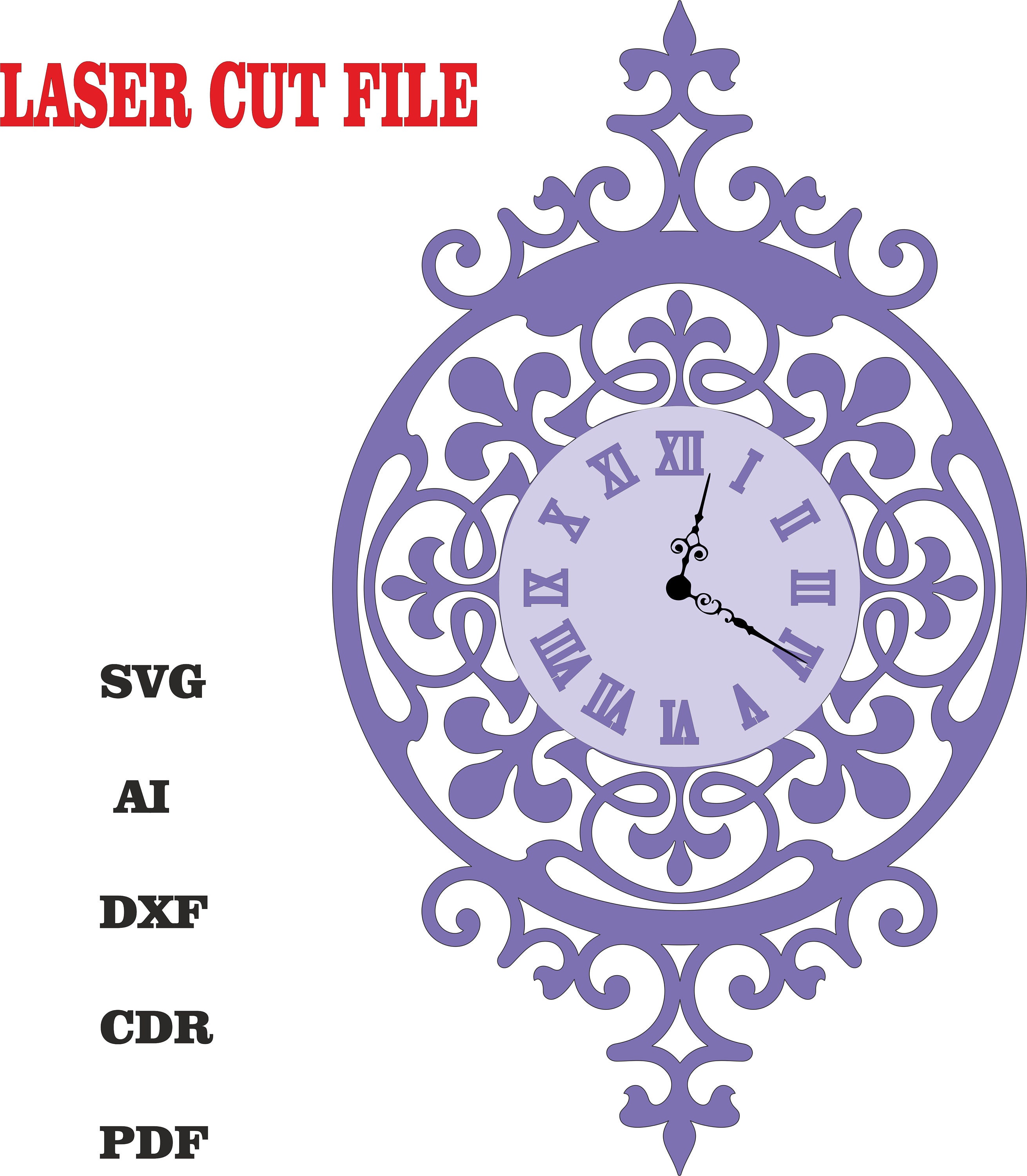 Wall Clock Svg. Digital File. File for Laser, Cricut, CNC. Pdf, Dxf ...