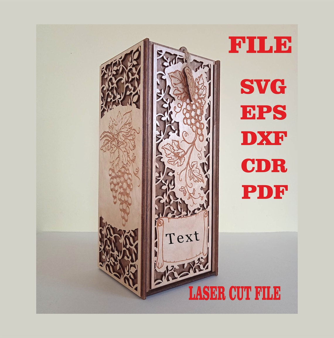 Wine Box Svg. Wine Box File. Digital File for Laser Cut. Dxf Cdr Svg ...