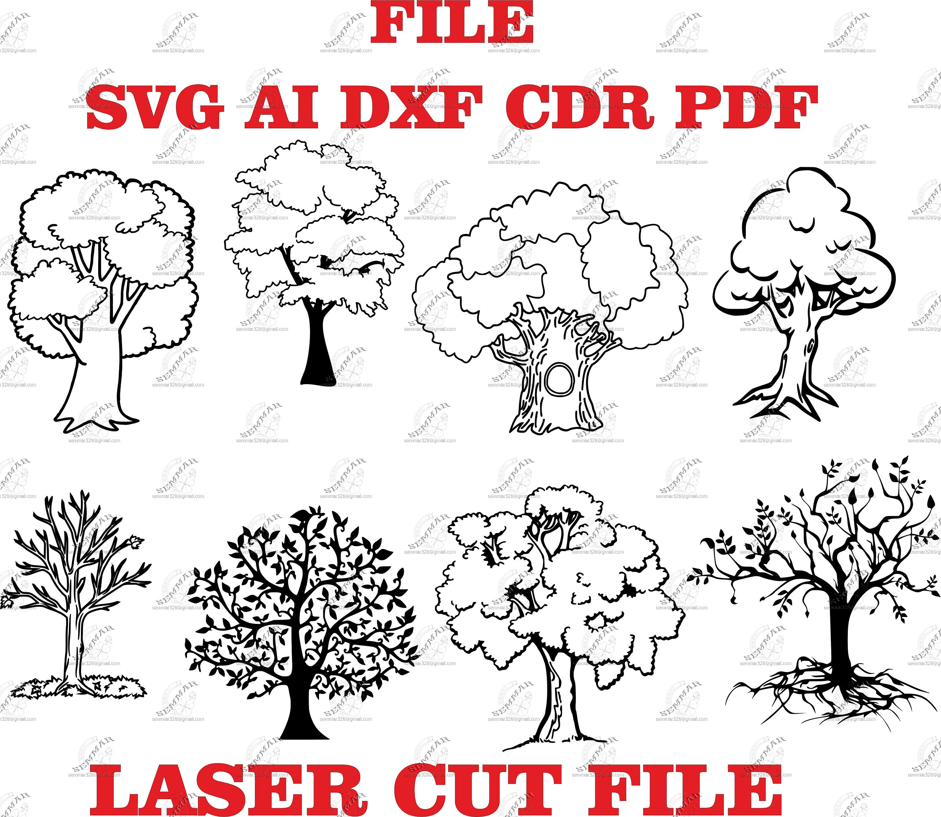 Tree Svg. Tree Crown Digital File. File for CNC, Plotter, Cricut, Laser ...