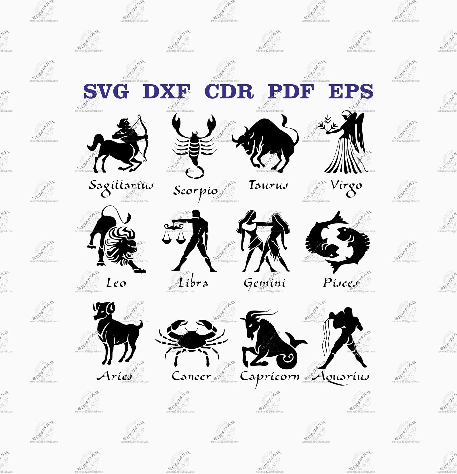 Zodiac Project Svg. File for Cnc, Vector Design for Use on Laser ...