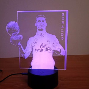 Cristiano Ronaldo Led Lamp. Manchester United Football Player. Gift for ...
