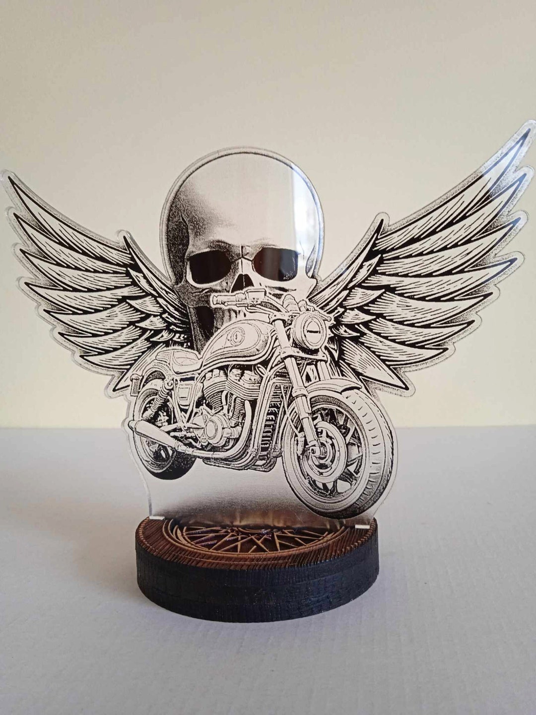 Motorcycle Skull Statue. Motorcycle Figurine Decor. Personalized Gift ...