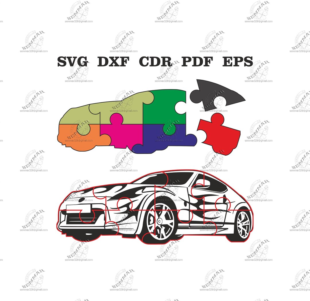 Auto Svg Puzzle. Laser Cutting. Digital File for CNC, Plotter, Laser ...