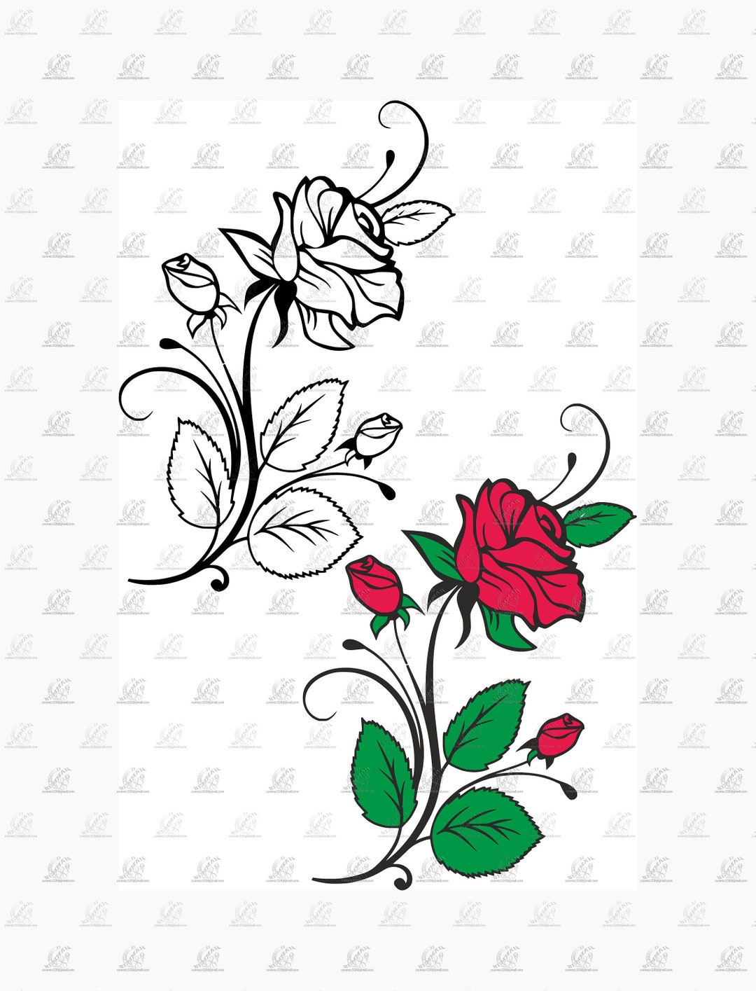 Rose Flower Digital File. File for CNC, Plotter, Laser, Textile Printer ...