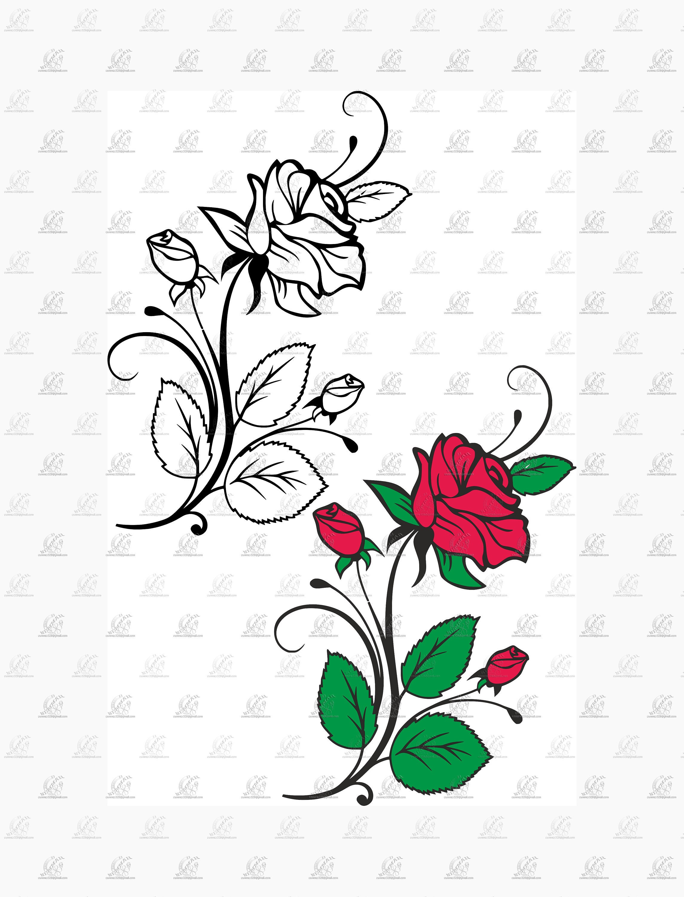 Rose Flower Digital File. File for CNC, Plotter, Laser, Textile Printer ...