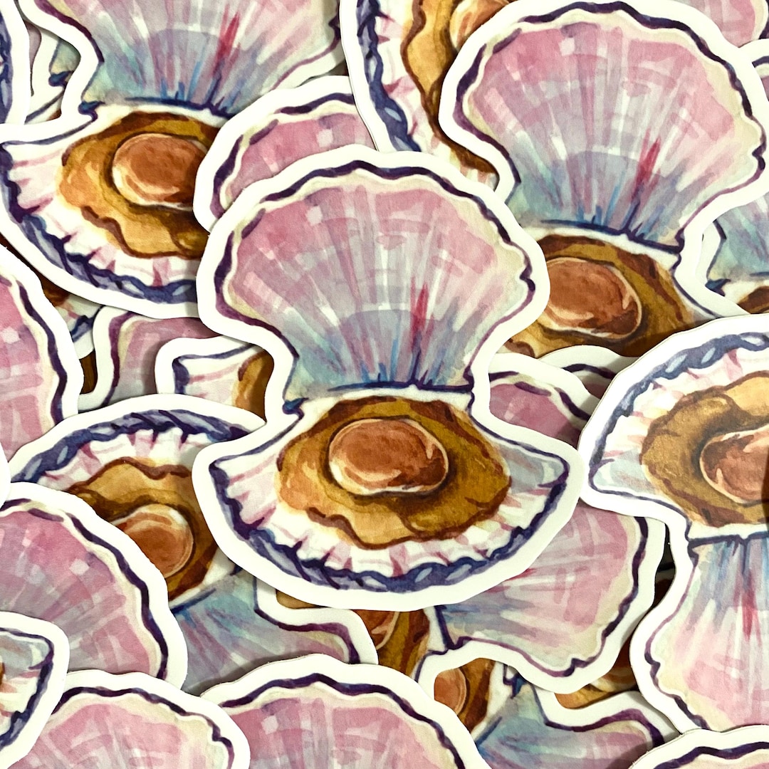 Scallop Watercolour Sticker Handmade High Quality Great Gift - Etsy