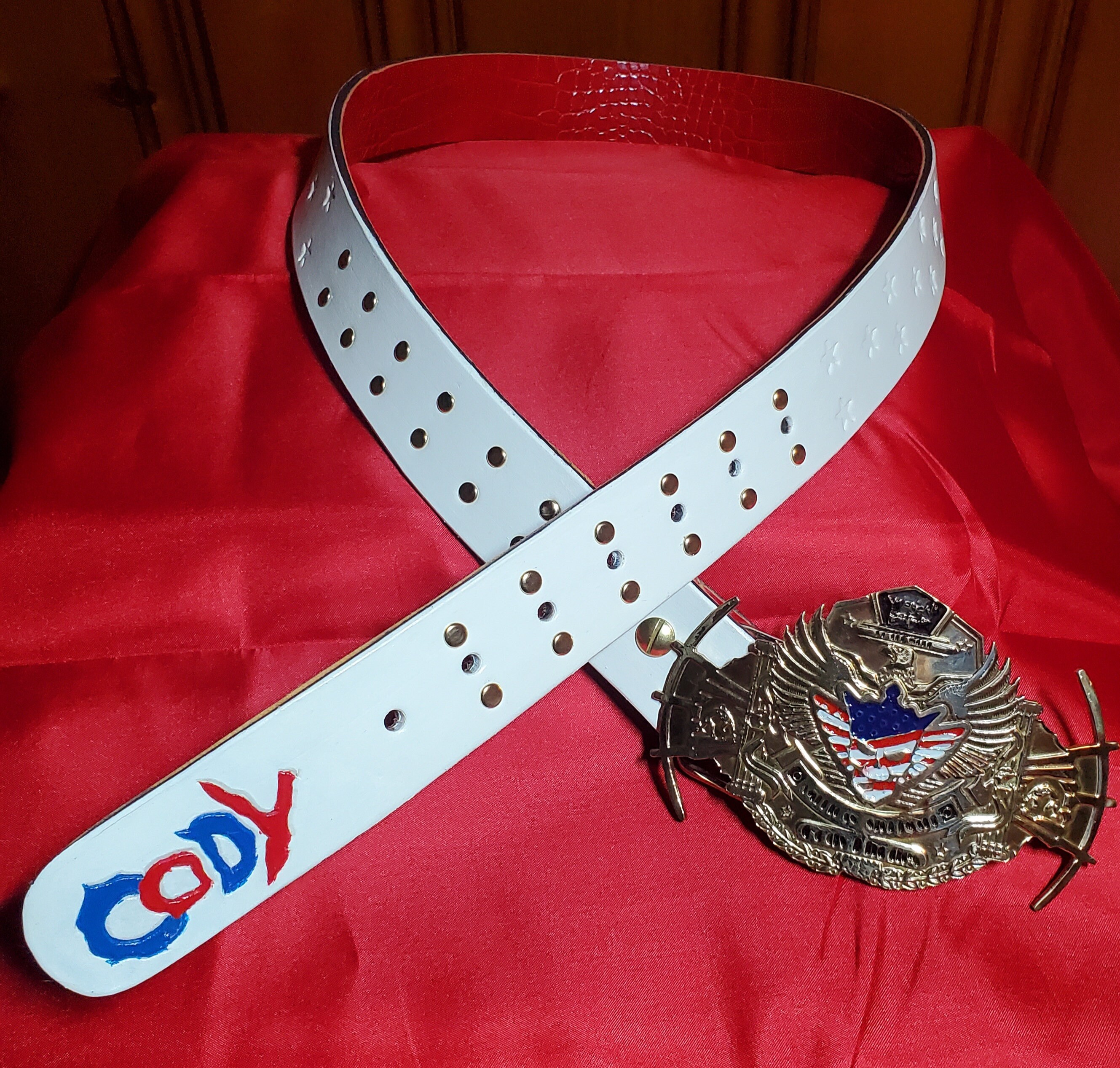 Cody Rhodes American Nightmare Genuine Leather Belt, Red Croc Backing ...