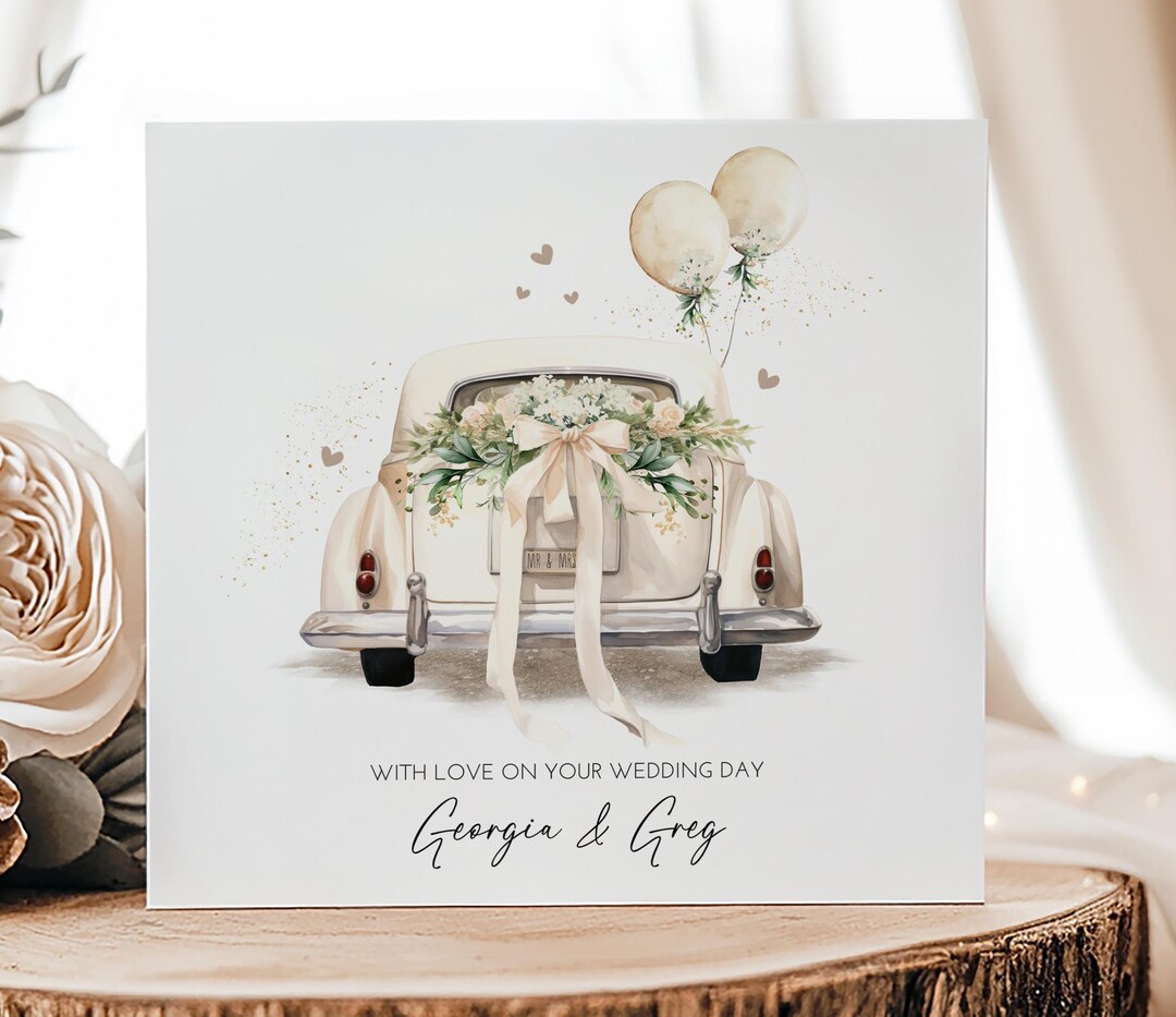 Personalised Wedding Card: Classic Car Newlyweds Design - Etsy