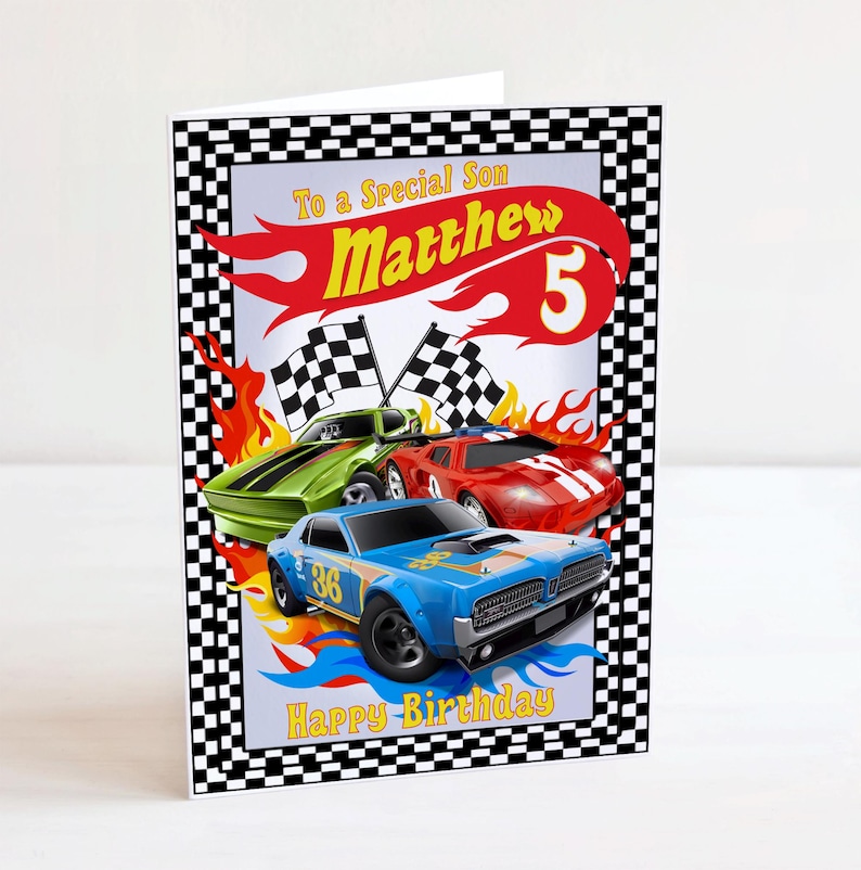Personalised Hot Cars Birthday Card – Boys Racing Theme - Etsy