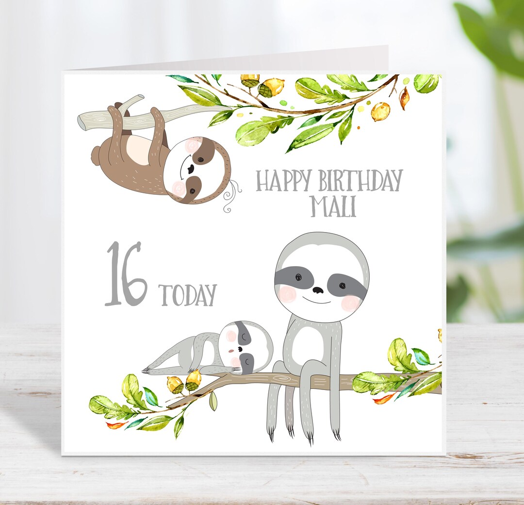 Personalised Sloths Birthday Card - Etsy