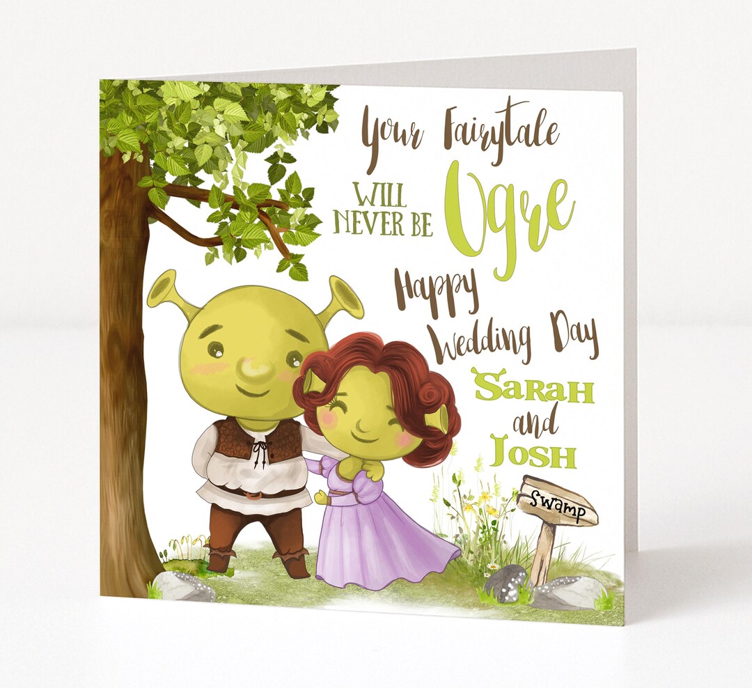 Personalised Shrek Wedding Card - Newlyweds, Married Couple, Wedding ...