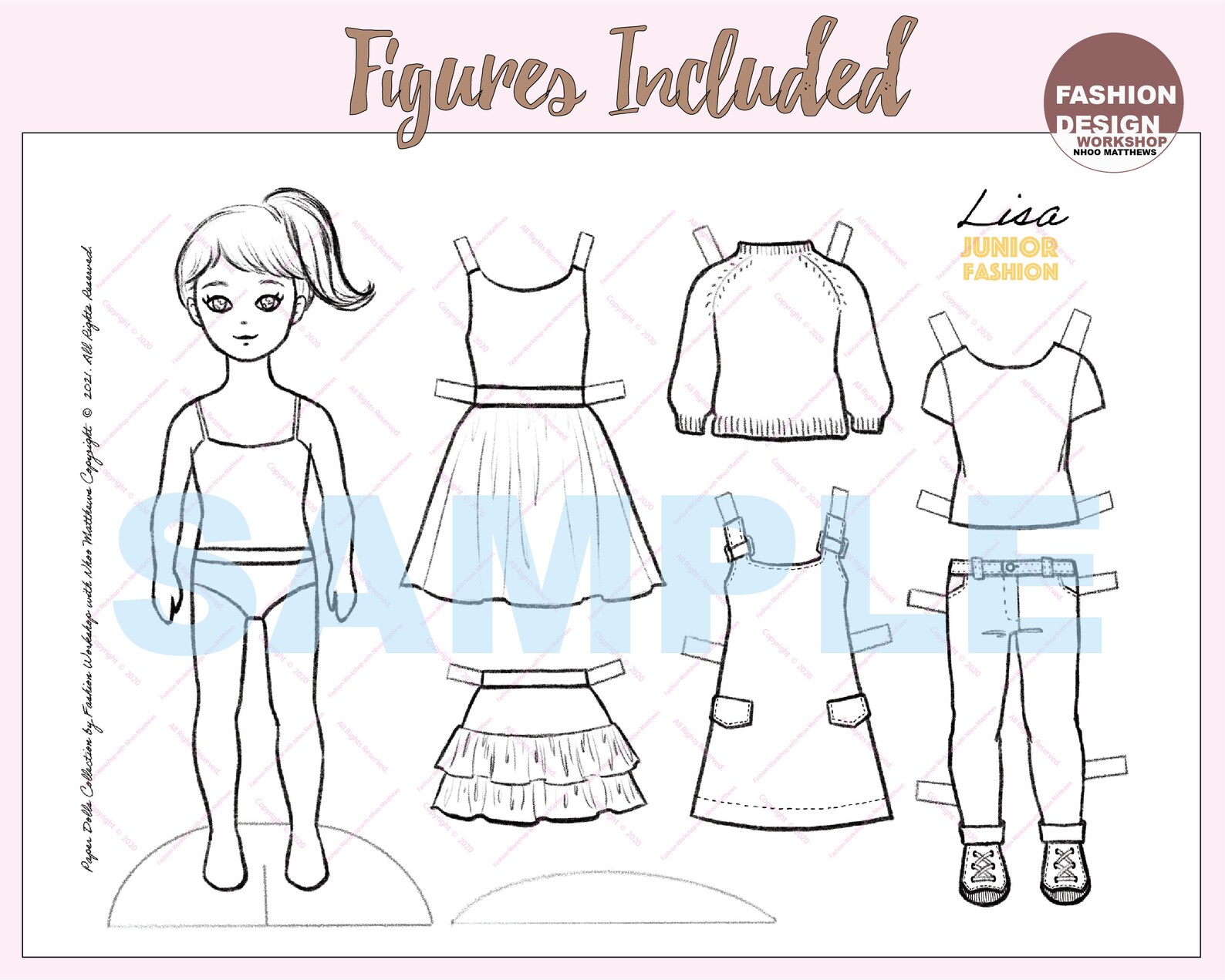 Lisa Printable Paper Doll With Coloring Page for Fashion Design,diy Art ...