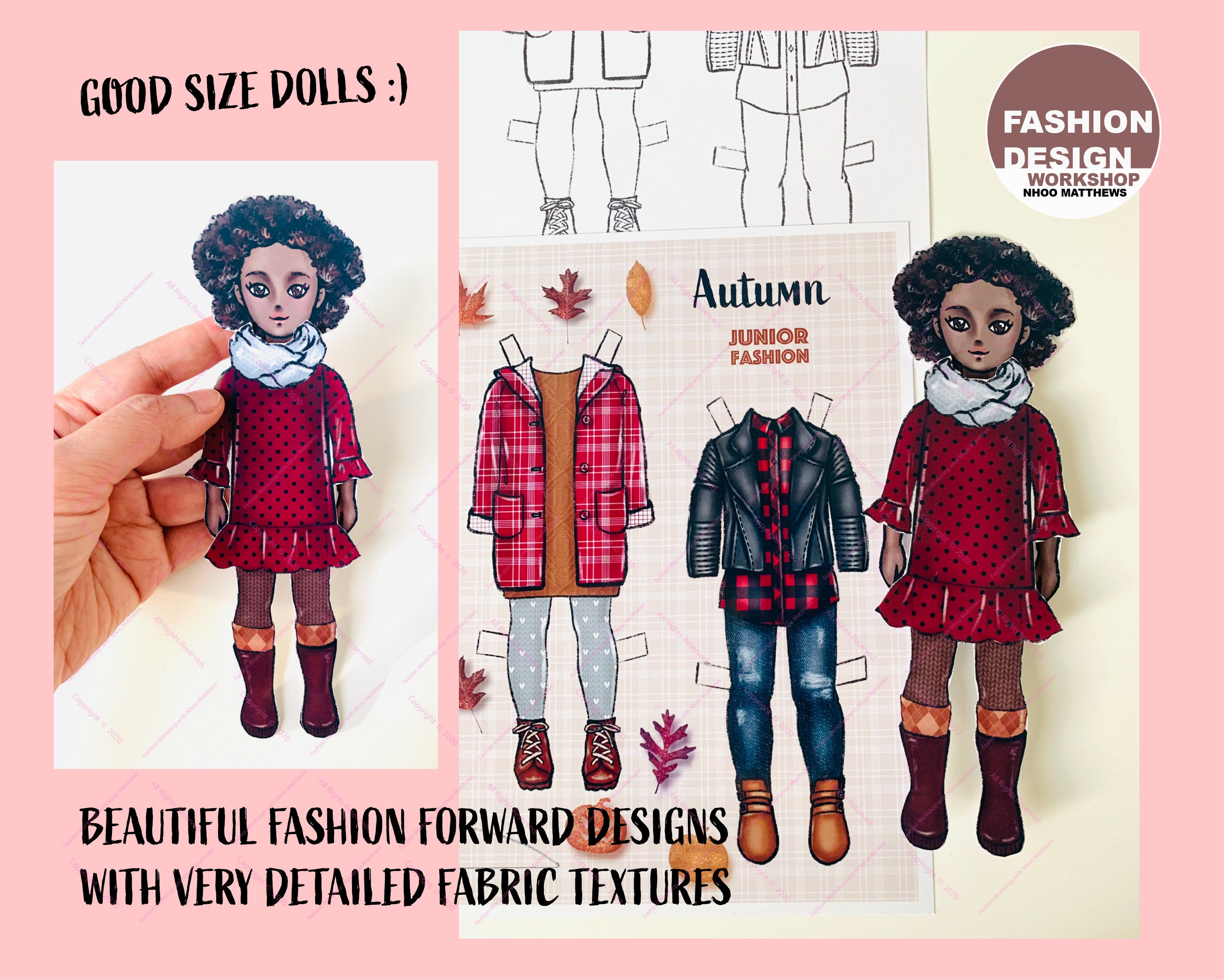 WINTER HOLIDAY 4 Sets Bundle Printable Paper Dolls With Coloring Pages ...