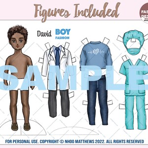 David the Doctor Boy Paper Doll With Coloring Page (printable Files) - Etsy