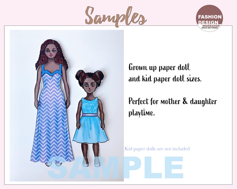 Gina Paper Doll: Fashion Coloring Pages, Mother Daughter DIY (printable ...