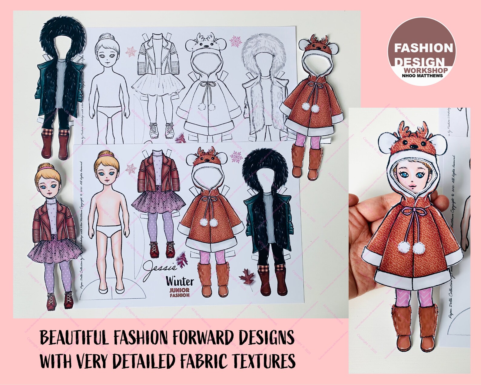 WINTER HOLIDAY 4 Sets Bundle Printable Paper Dolls With Coloring Pages ...