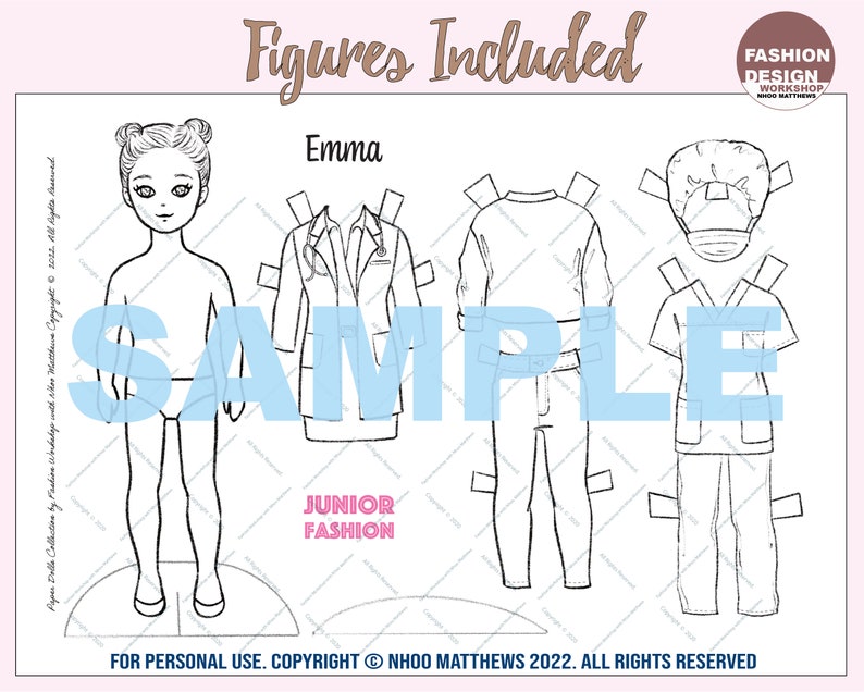 Emma the Medical Doctor Girl Printable Paper Doll With - Etsy