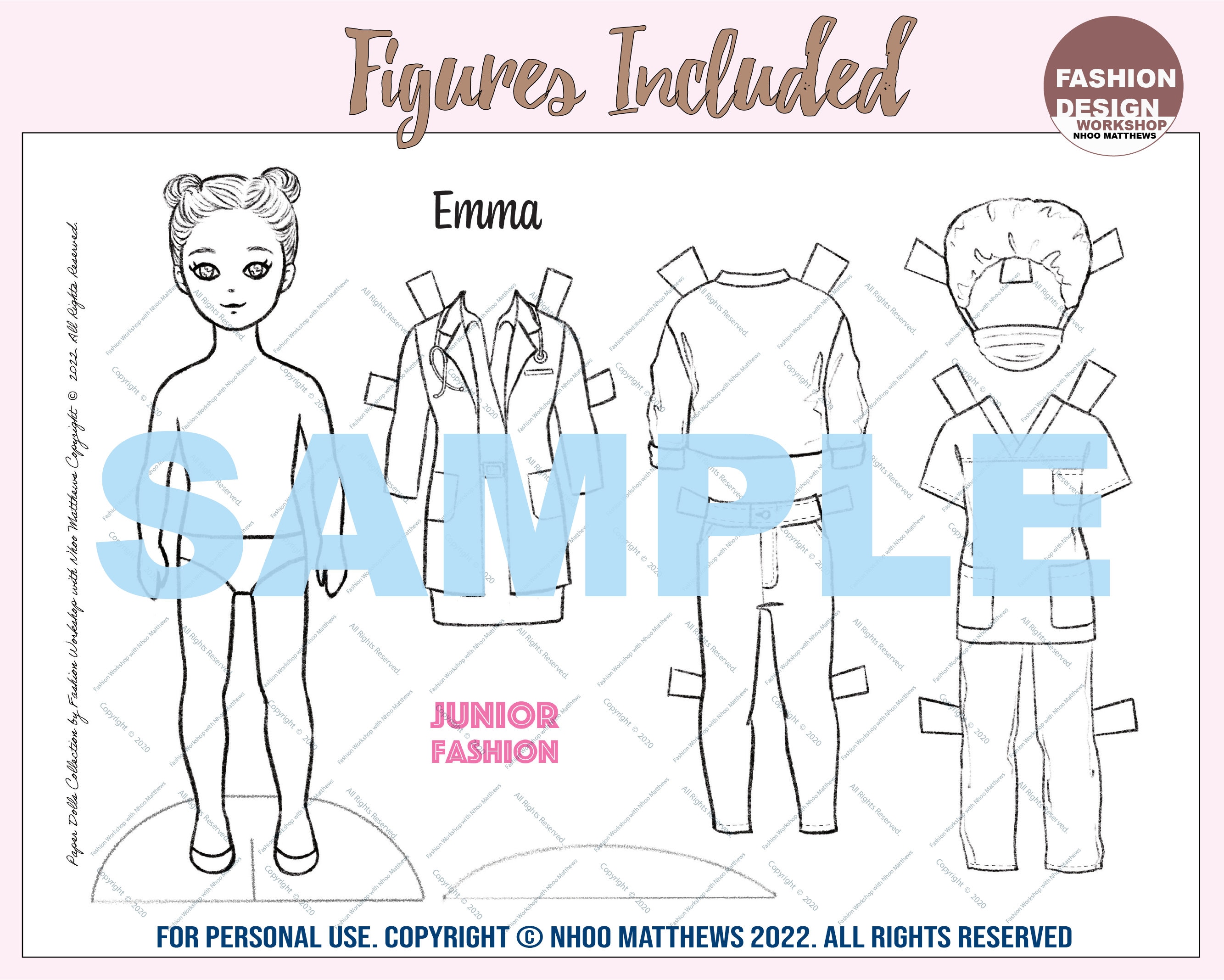 Emma the Medical Doctor Girl Printable Paper Doll With Coloring Page ...