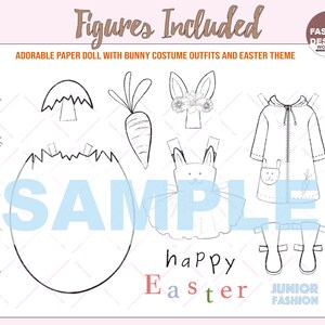 EASTER BUNNY Printable Paper Doll dark Skin With Coloring Pages for ...