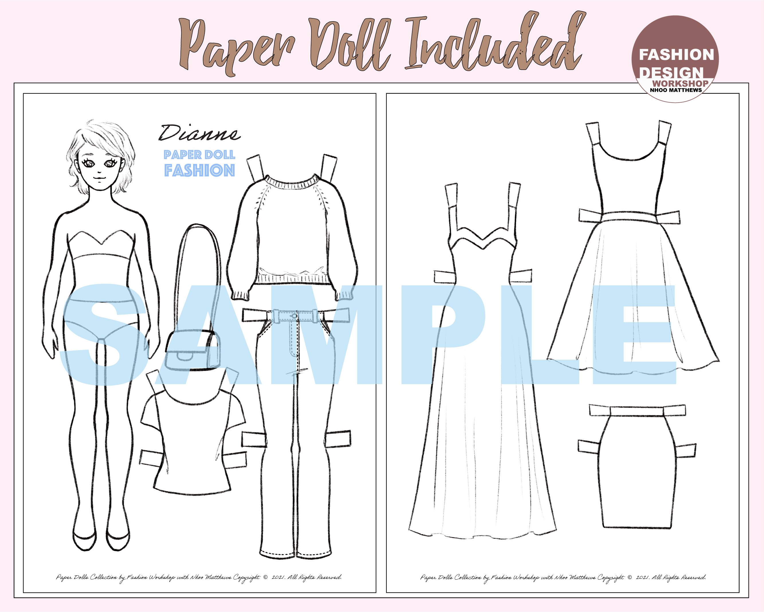 Dianne grown Up Printable Paper Doll With Coloring Pages, Mother ...