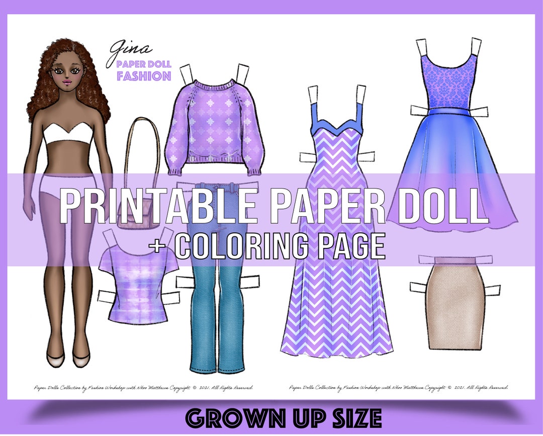 Gina Paper Doll: Fashion Coloring Pages, Mother Daughter DIY (printable ...