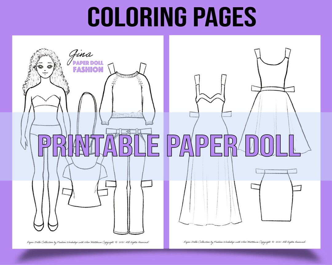 Coloring Page "gina" [grown Up] Printable Paper Doll, Mother & Daughter ...