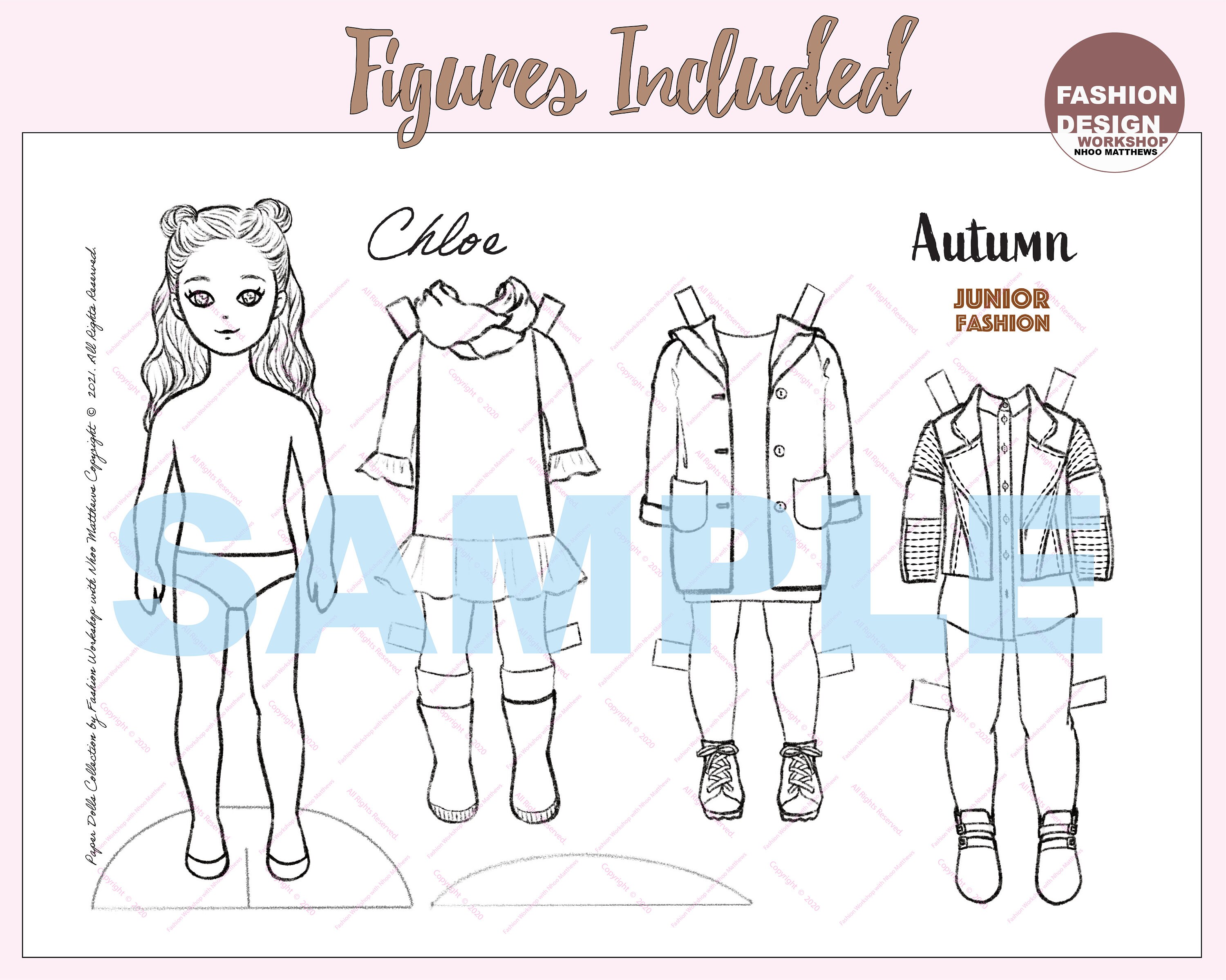 Chloe Autumn- Fall Fashion Printable Paper Doll With Coloring Page for ...
