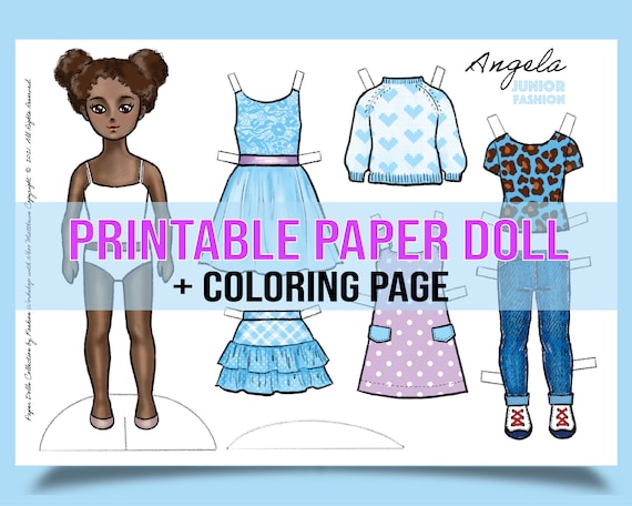 Angela Printable Paper Doll With Coloring Page for Fashion - Etsy Canada
