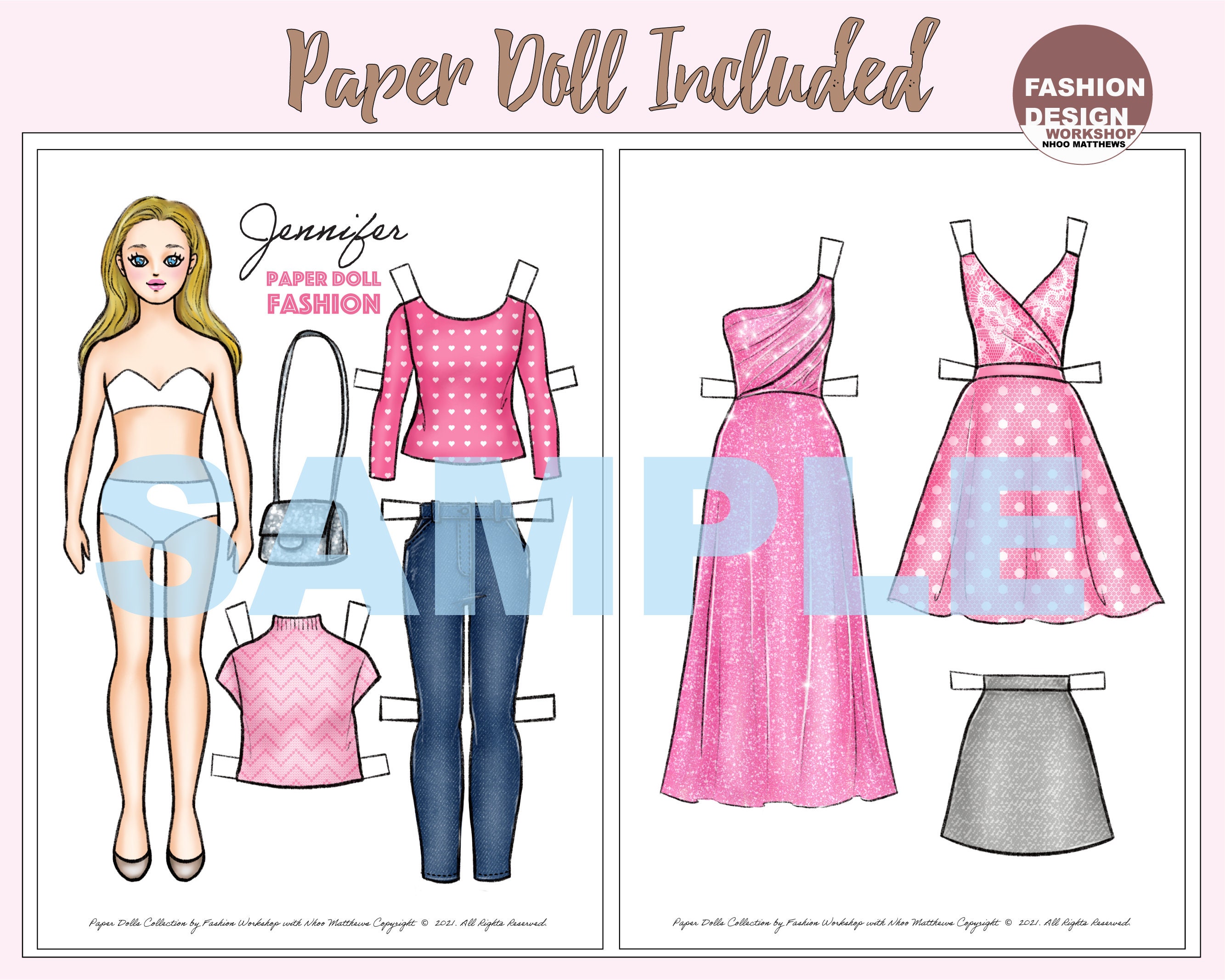 Jennifer Paper Doll: Mother Daughter Fashion Coloring Page (printable ...