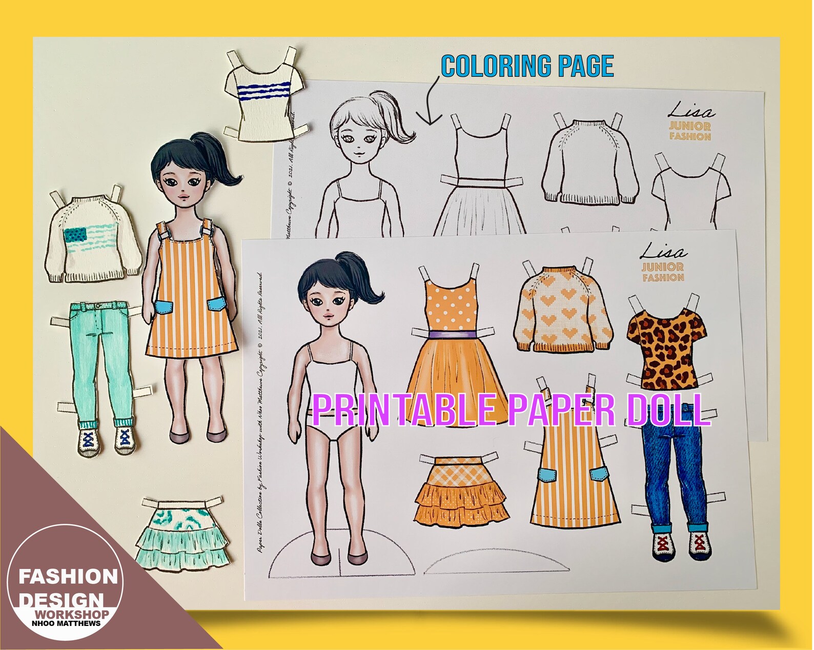 Lisa Printable Paper Doll With Coloring Page for Fashion Design,diy Art ...