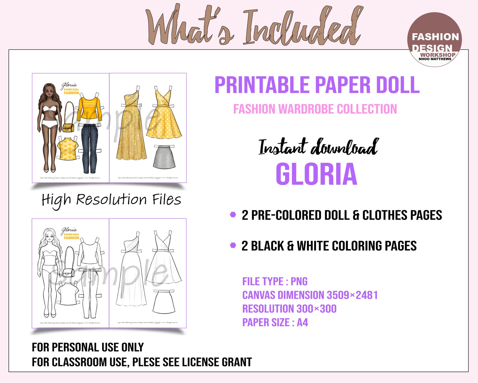 Gloria Paper Doll: Fashion Coloring Pages, Mother Daughter DIY ...