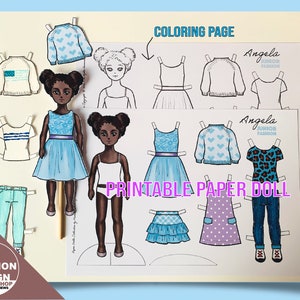 Angela Printable Paper Doll With Coloring Page for Fashion - Etsy Canada
