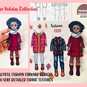 ZOE Autumn- Fall Fashion Printable Paper Doll With Coloring Page for ...