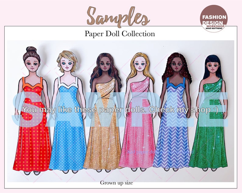 Gina Paper Doll: Fashion Coloring Pages, Mother Daughter DIY (printable ...