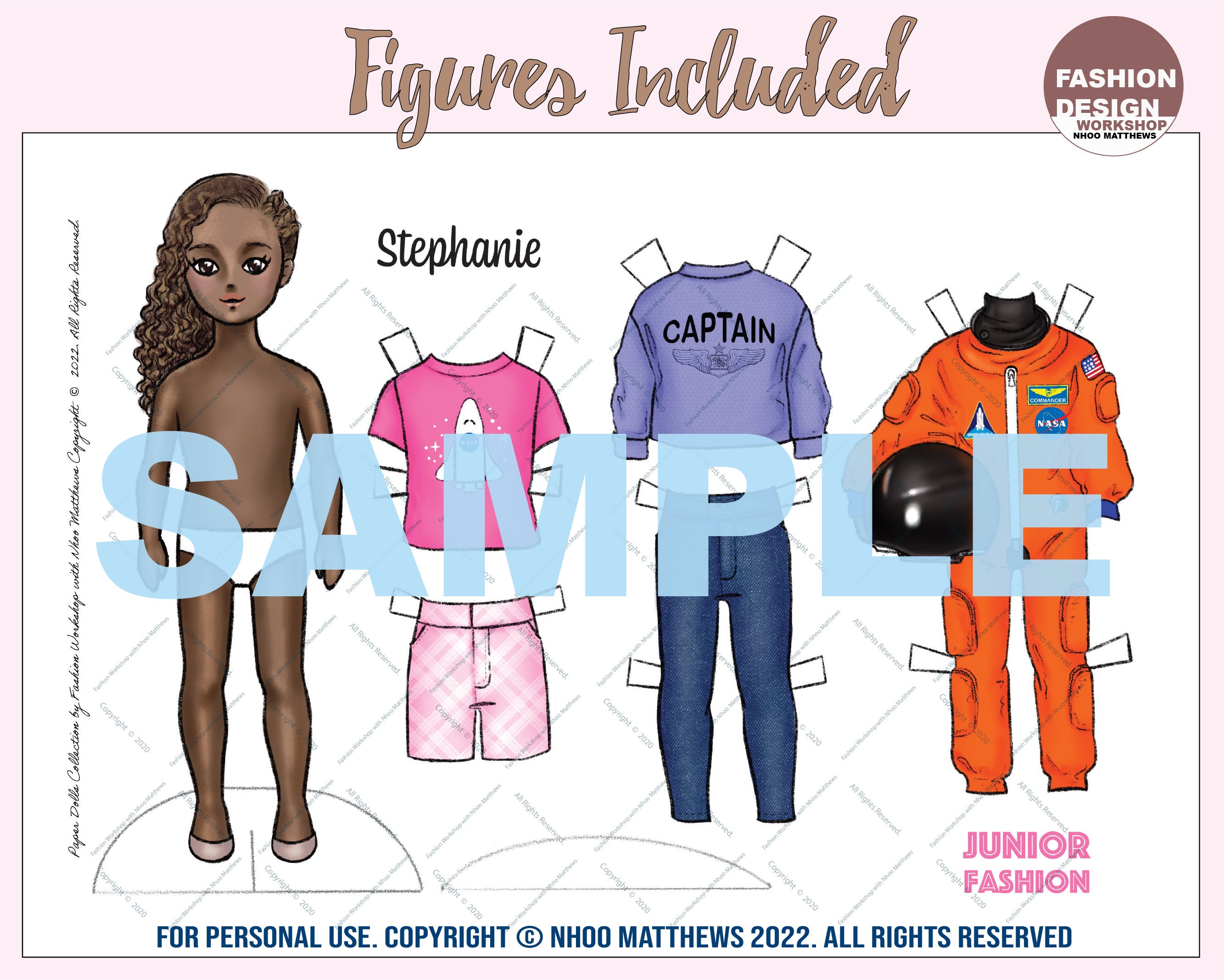 Astronaut Paper Doll: Stephanie, NASA Outfit & Coloring Page (printable ...