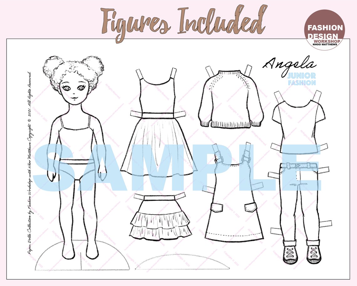Angela Printable Paper Doll With Coloring Page for Fashion - Etsy Canada